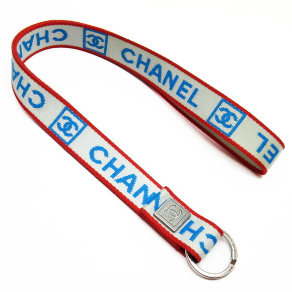 CHANEL | Other | Chanel Chanel Neck Strap White X Blue Red Silver Nylon ...